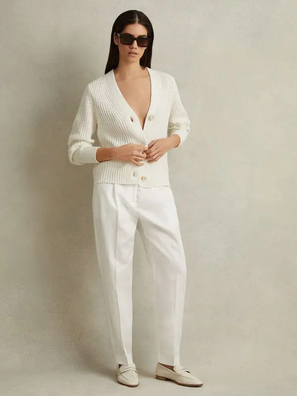 REISS Ariana Cotton-linen Blend Cardigan