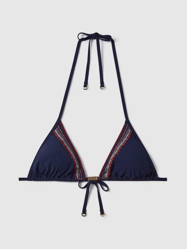 REISS Marissa Embroidered Triangle Bikini Top