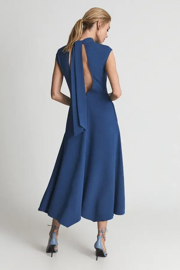 Reiss Livvy Open Back Midi Fit & Flare Dress In Blue - 80% Off |  Editorialist