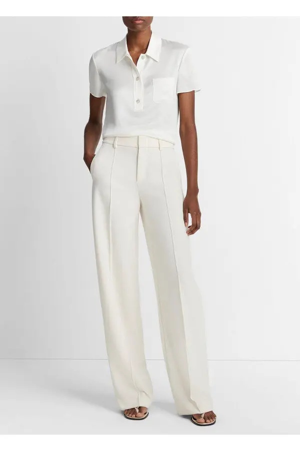 Vince Silk Short-sleeve Polo Shirt - White