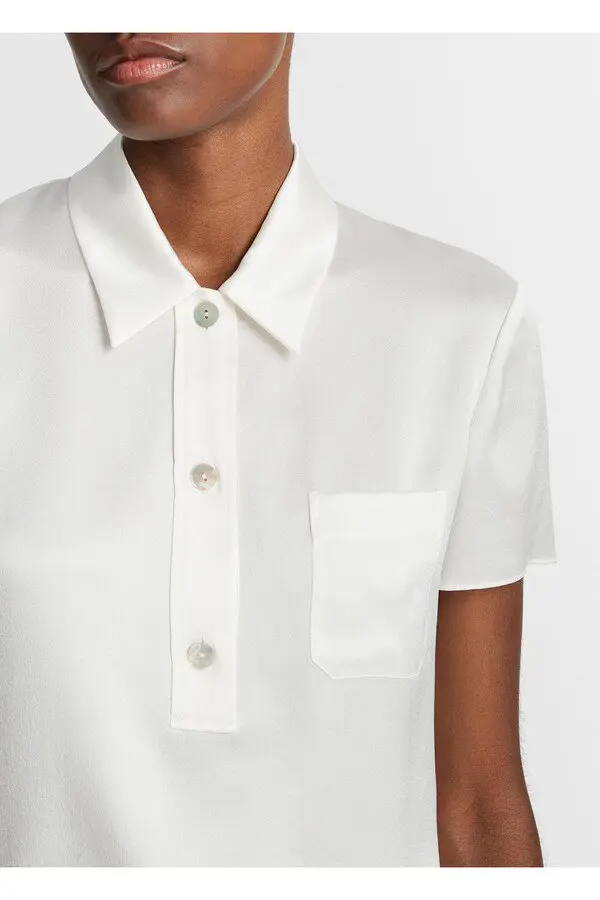 Vince Silk Short-sleeve Polo Shirt - White