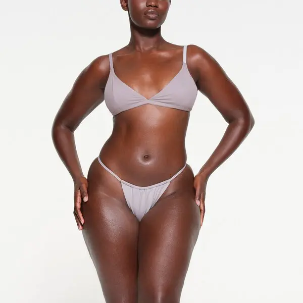 Skims Signature Swim String Bikini Bottoms - Chrome | Editorialist