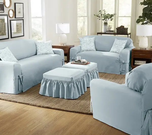 SURE FIT Surefit Woven Relaxed Furniture Slipcover Ottoman - One-color