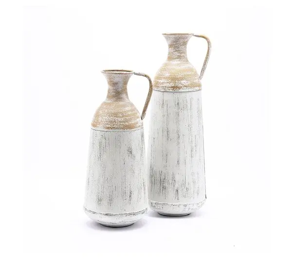 LUXEN HOME Luxenhome 2-piece Distressed Metal Vase Set - One-color