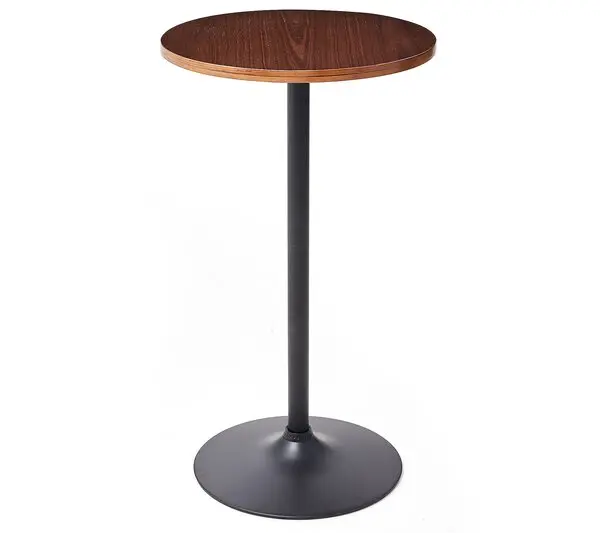 GLITZHOME Modern Bar Table With Round Top And M Etal Base
