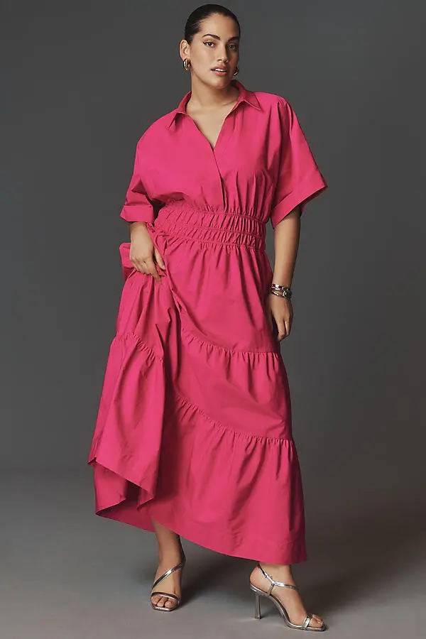 The Somerset Collection By Anthropologie The Somerset Maxi Shirt Dress -  Pink | Editorialist