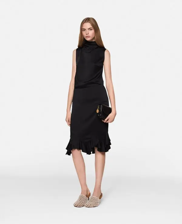 Stella McCartney Ruffled-hem Satin Midi Skirt