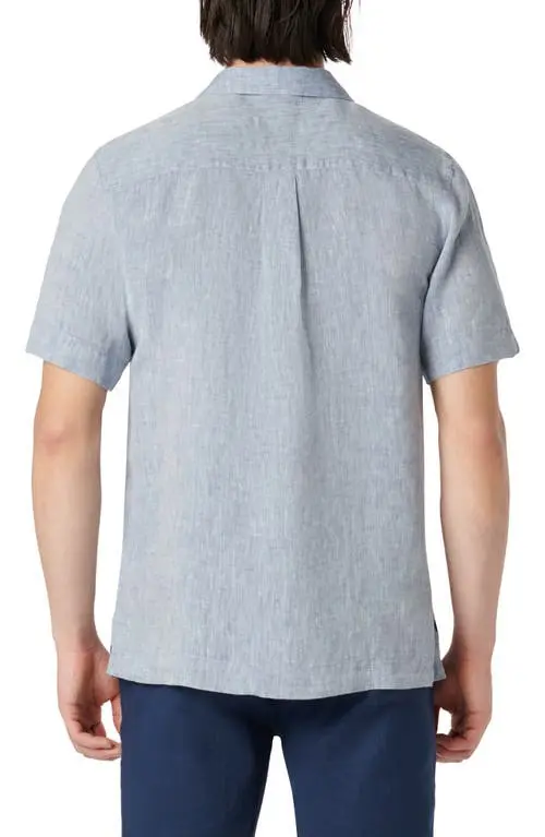 Bugatchi Jackson Shaped Fit Linen Button-up Camp Shirt