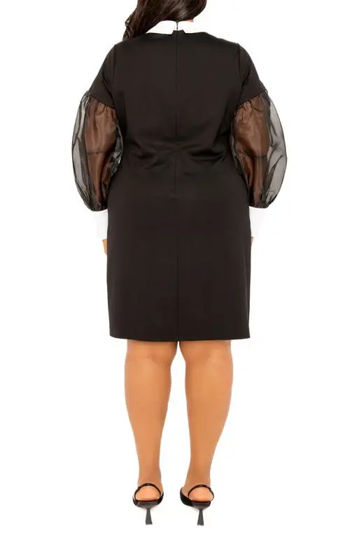 BUXOM COUTURE Contrast-trim Long-sleeve Dress