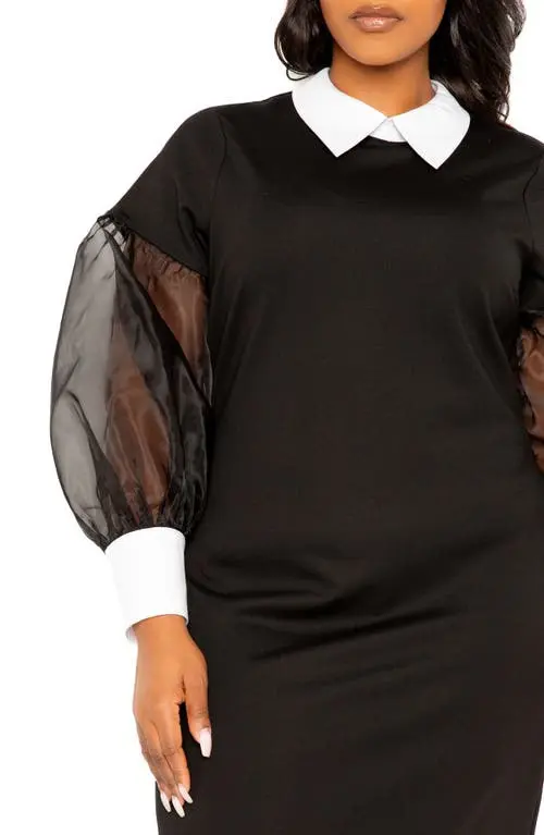 BUXOM COUTURE Contrast-trim Long-sleeve Dress