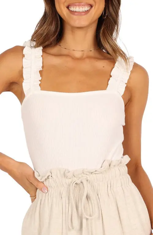 PETAL & PUP Heidi Ruffle Strap Tank Bodysuit - White