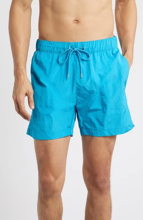 OPEN EDIT Crinkled Nylon Swim Trunks - Blue Danube