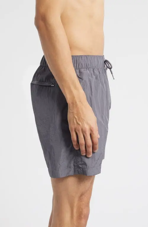 OPEN EDIT Crinkled Nylon Swim Trunks - Grey Excalibur