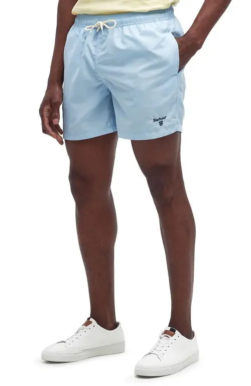 Barbour Staple Logo Embroidered Swim Trunks - Sky