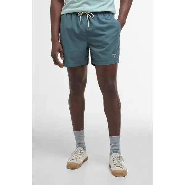Barbour Staple Logo Embroidered Swim Trunks - Vintage Teal