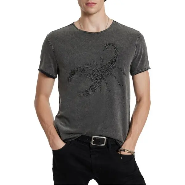 John Varvatos Scorpion Embroidered Cotton T-shirt