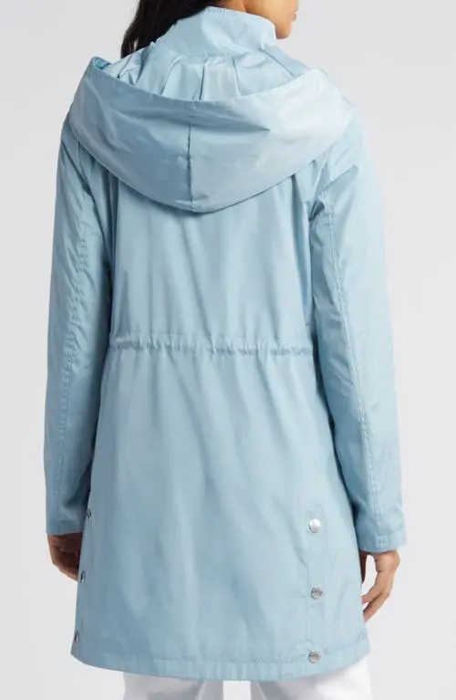 Via Spiga Water Resistant Packable Rain Jacket - Sky Blue
