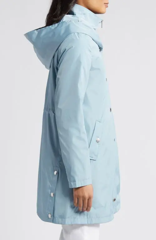 Via Spiga Water Resistant Packable Rain Jacket - Sky Blue