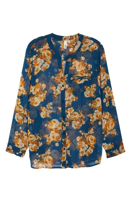 Kut From The Kloth Jasmine Floral Print Roll Sleeve Top