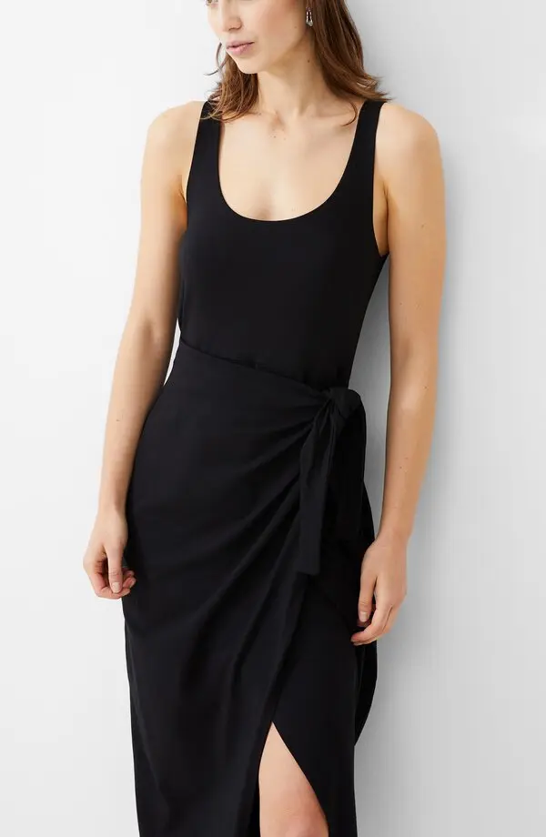 French Connection Zena Jersey Faux Wrap Midi Dress In Black - 30% Off |  Editorialist