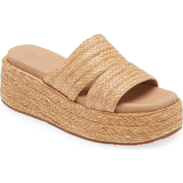 CHOCOLAT BLU Larra Platform Slide Sandal - Toast Raffia