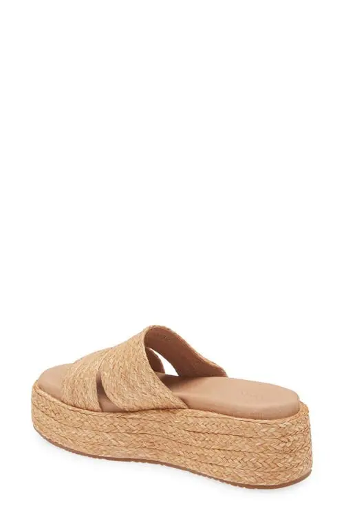 CHOCOLAT BLU Larra Platform Slide Sandal - Toast Raffia