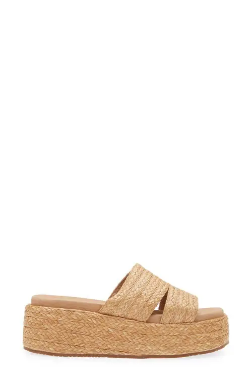 CHOCOLAT BLU Larra Platform Slide Sandal - Toast Raffia