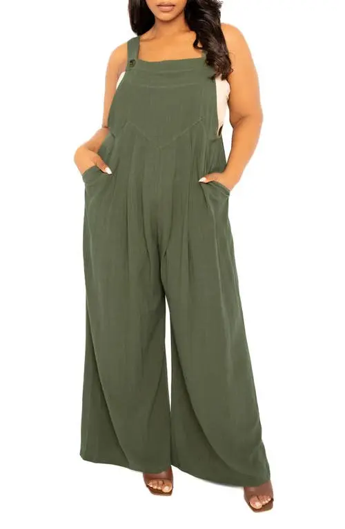 BUXOM COUTURE Wide Leg Jumpsuit - Olive