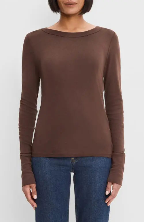 Michael Stars Kelso Wide Crewneck Long Sleeve T-shirt - Molasses