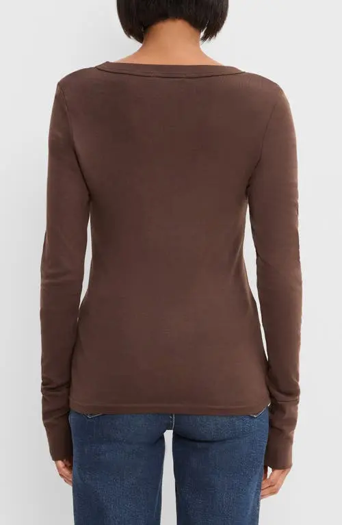Michael Stars Kelso Wide Crewneck Long Sleeve T-shirt - Molasses