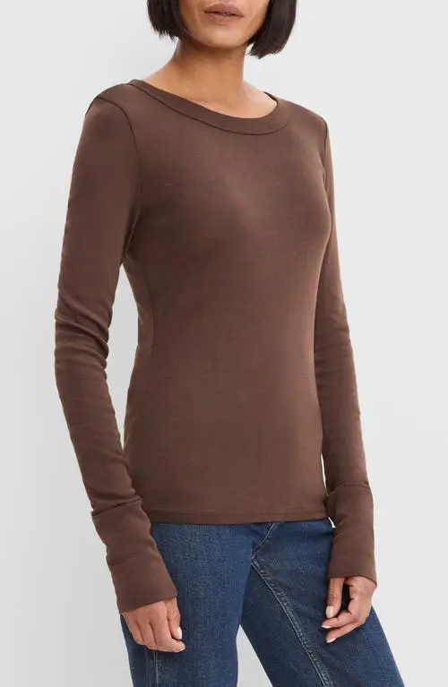Michael Stars Kelso Wide Crewneck Long Sleeve T-shirt - Molasses