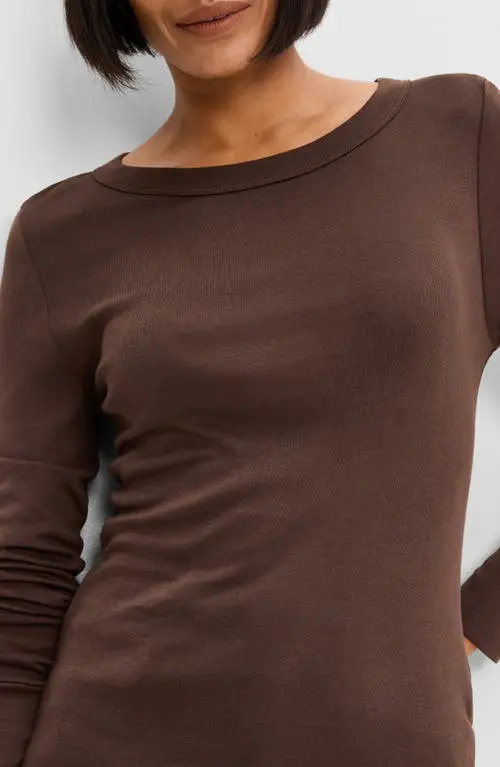 Michael Stars Kelso Wide Crewneck Long Sleeve T-shirt - Molasses