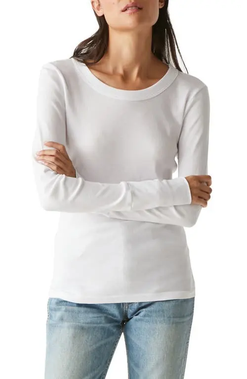 Michael Stars Kelso Wide Crewneck Long Sleeve T-shirt - White
