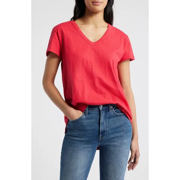 APNY V-neck High-low T-shirt - Red