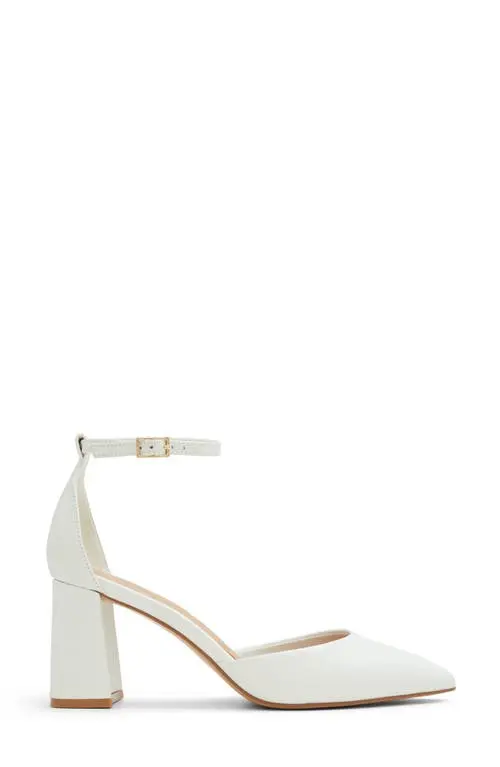 Aldo Jan Ankle Strap Pointed Toe Pumps - White