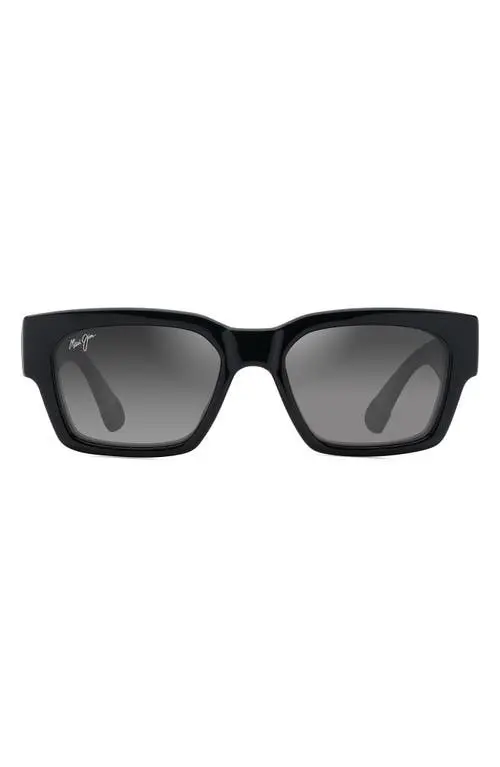 Maui Jim Square Sunglasses - Shiny Black/ Light Grey