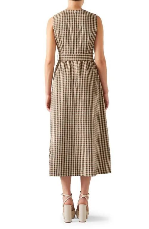 LK BENNETT Rae Gingham Check Sleeveless Midi Dress