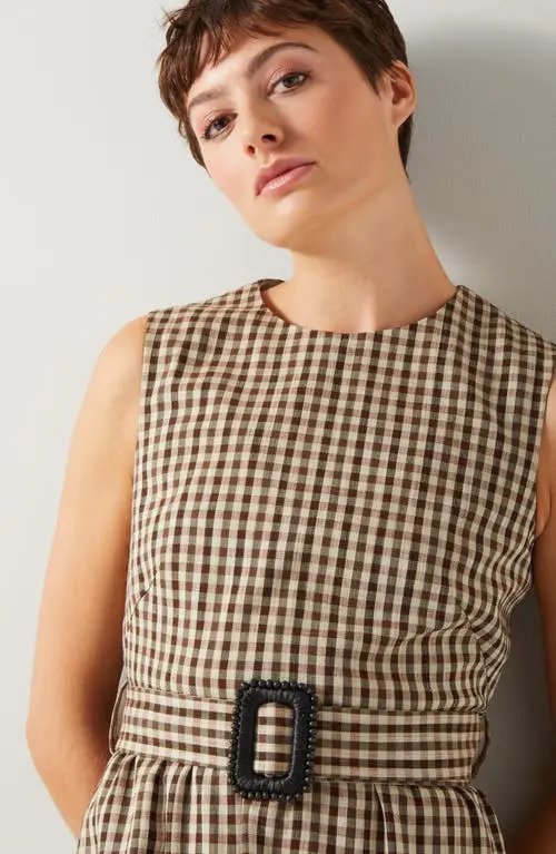 LK BENNETT Rae Gingham Check Sleeveless Midi Dress