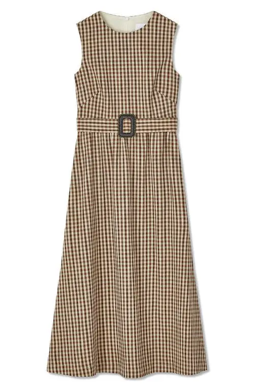 LK BENNETT Rae Gingham Check Sleeveless Midi Dress