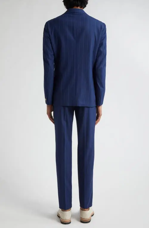 Eleventy Pinstripe Stretch Wool Blend Suit - Blue