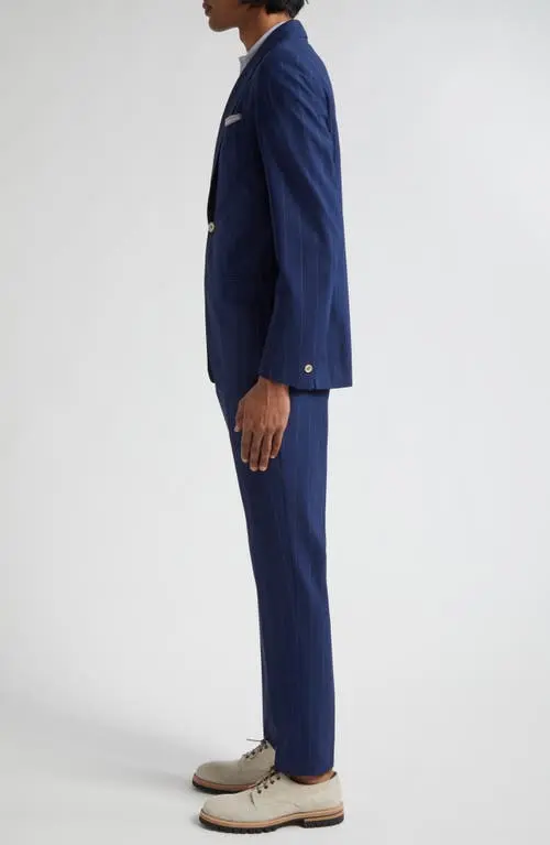 Eleventy Pinstripe Stretch Wool Blend Suit - Blue