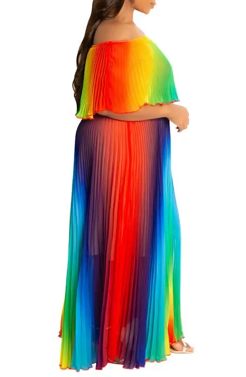 BUXOM COUTURE Floral Pleated Off-the-shoulder Maxi Dress - Multi