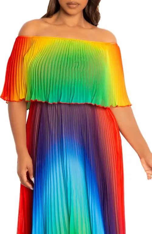 BUXOM COUTURE Floral Pleated Off-the-shoulder Maxi Dress - Multi