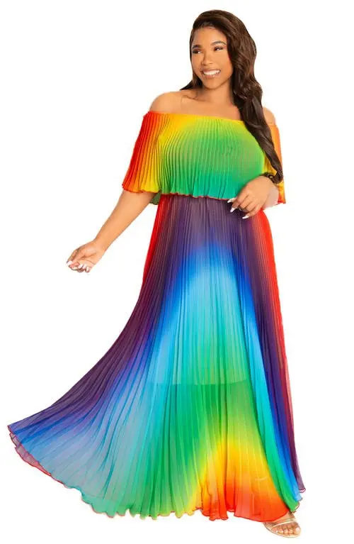 BUXOM COUTURE Floral Pleated Off-the-shoulder Maxi Dress - Multi
