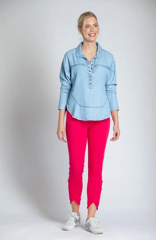 APNY Grommet Henley Chambray Top