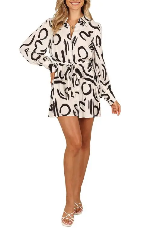 PETAL & PUP Cosmo Belted Linen Blend Mini Shirtdress
