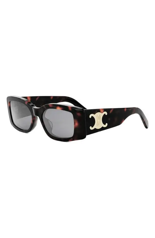 Celine Triomphe 53mm Rectangular Sunglasses - Dark Havana / Smoke
