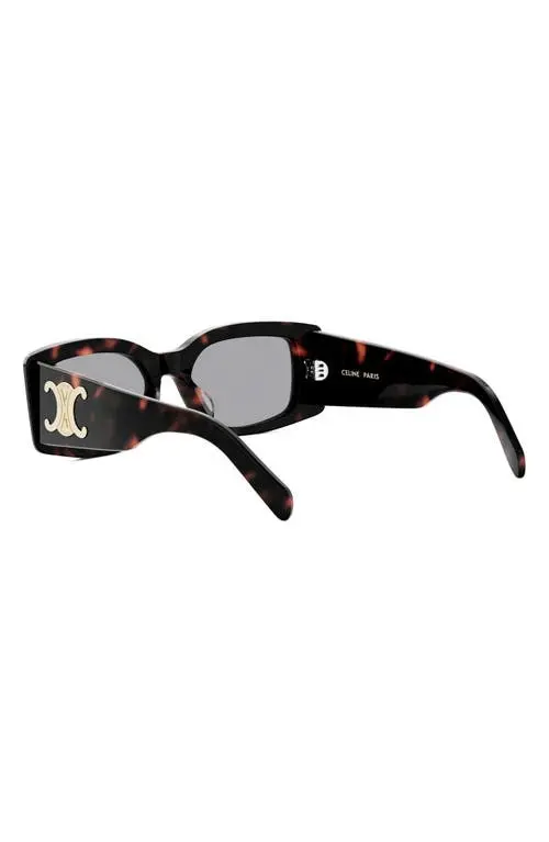 Celine Triomphe 53mm Rectangular Sunglasses - Dark Havana / Smoke