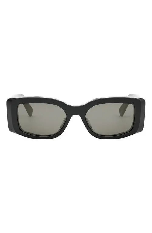 Celine Triomphe 53mm Rectangular Sunglasses - Shiny Black/smoke/silver