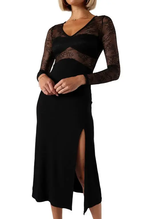 PETAL & PUP Addams Lace Inset Midi Dress